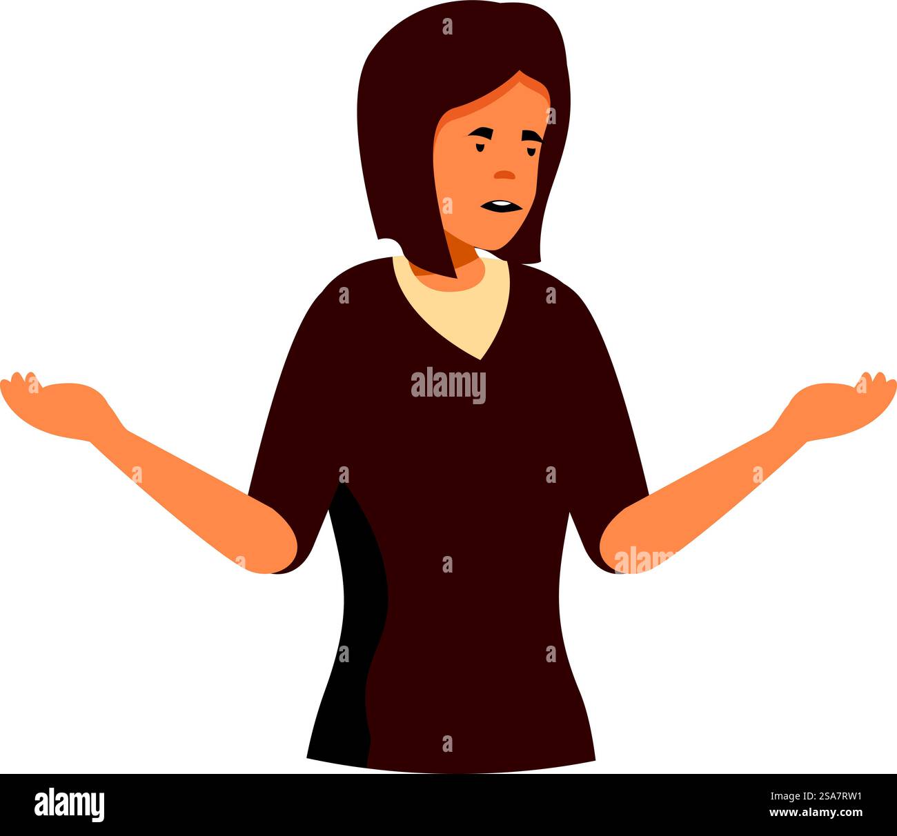 Young woman is shrugging her shoulders with a confused expression on ...