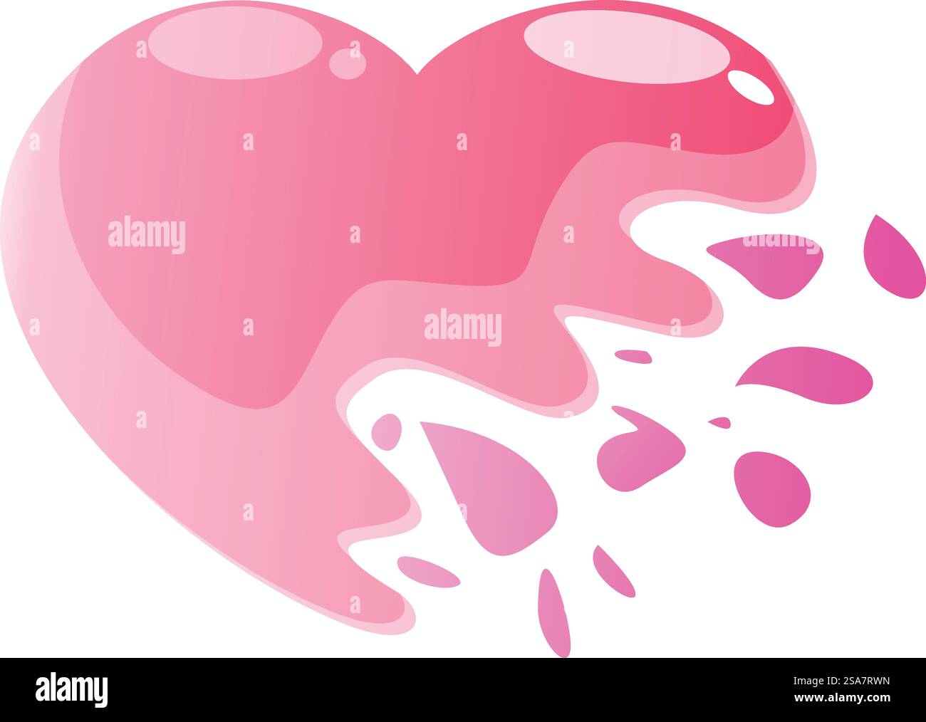 Pink and red heart is melting, splashing, and dripping, perfect for ...