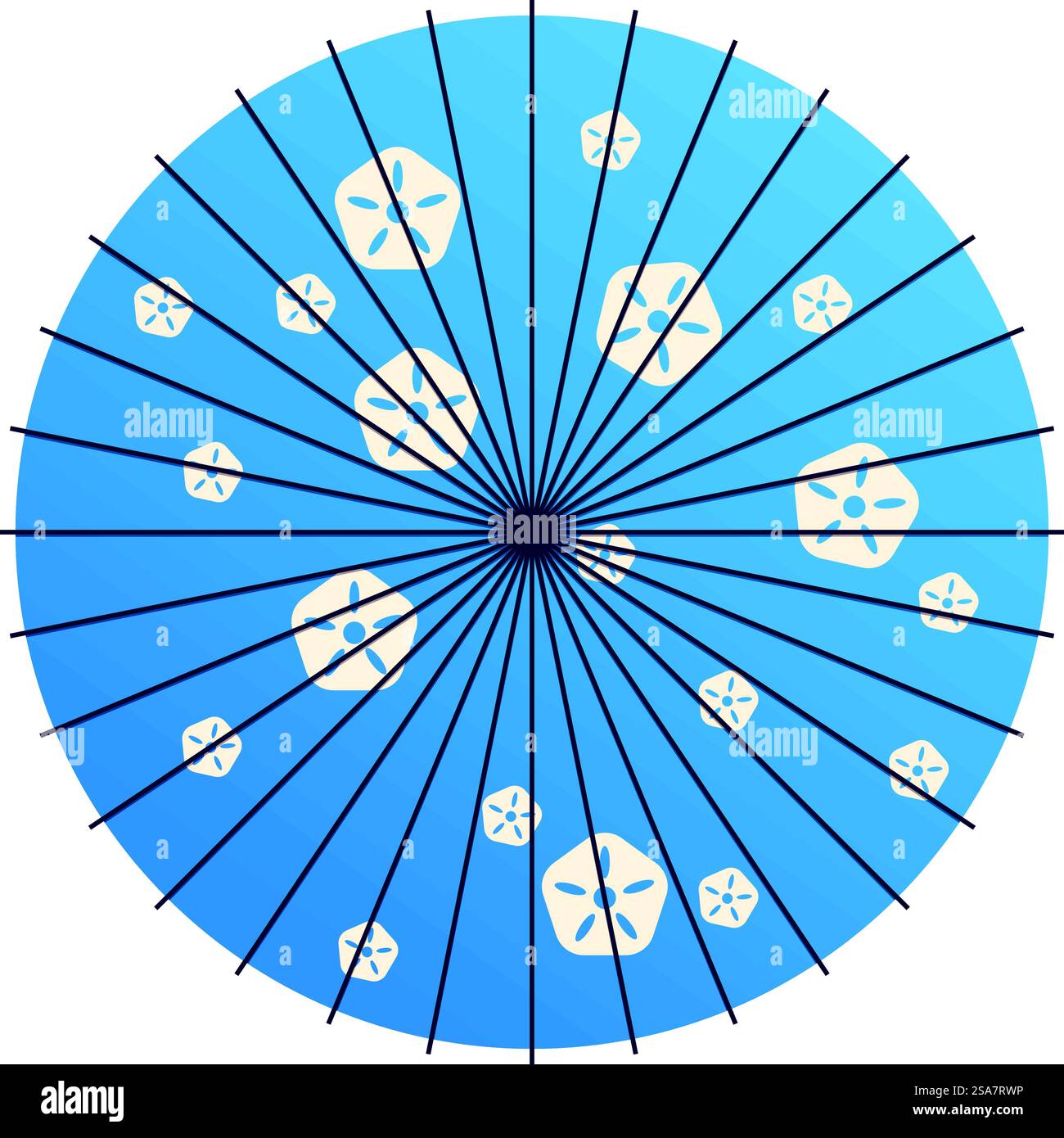 Blue japanese parasol with floral pattern, bringing a touch of ...