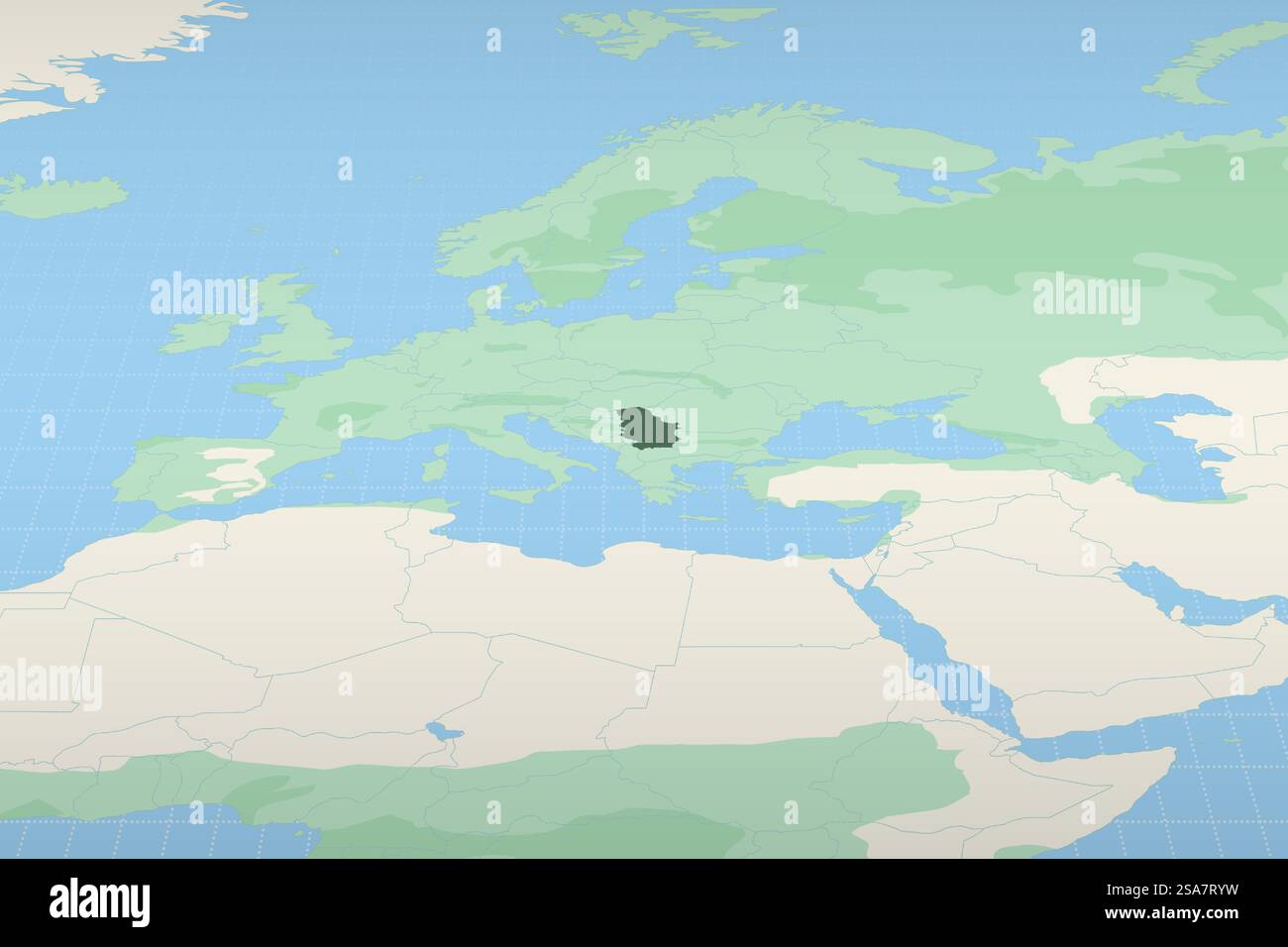 Serbia highlighted on a detailed map, geographic location of Serbia ...