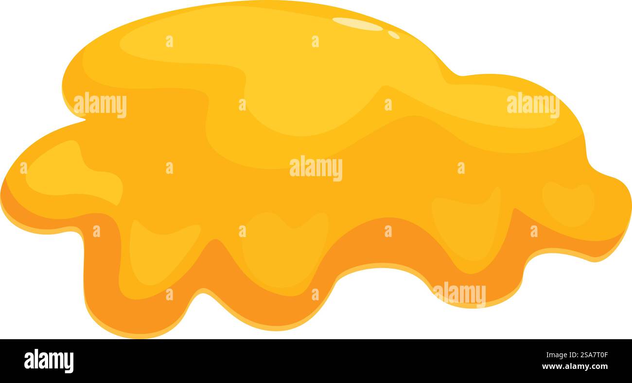 Yellow honey puddle dripping down, isolated on white background. Sweet ...
