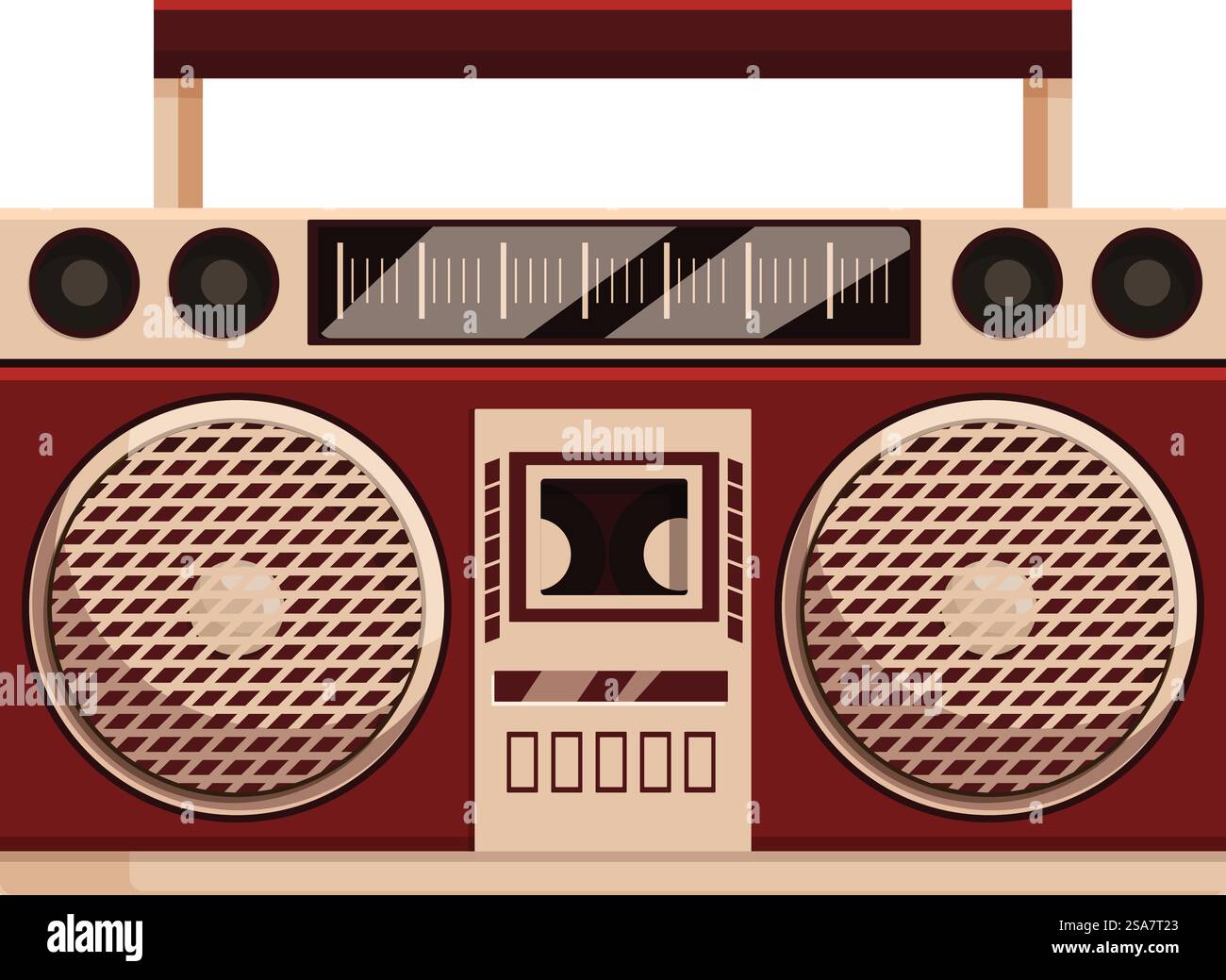 Classic boombox is playing music, showcasing its retro design and ...