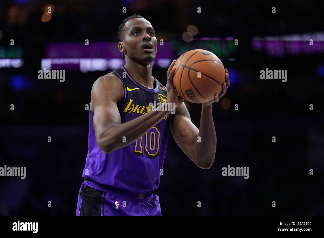 Los Angeles Lakers' Christian Koloko plays during an NBA basketball ...