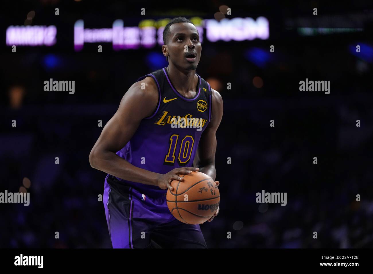 Los Angeles Lakers' Christian Koloko plays during an NBA basketball ...