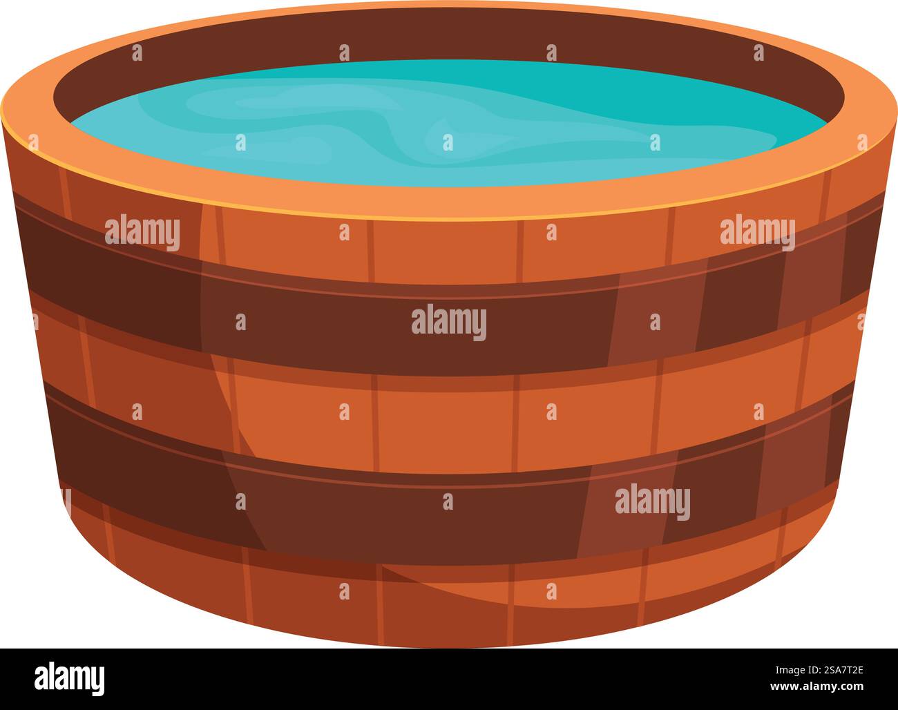 Wooden barrel full of clean water, ideal for irrigating a garden or ...