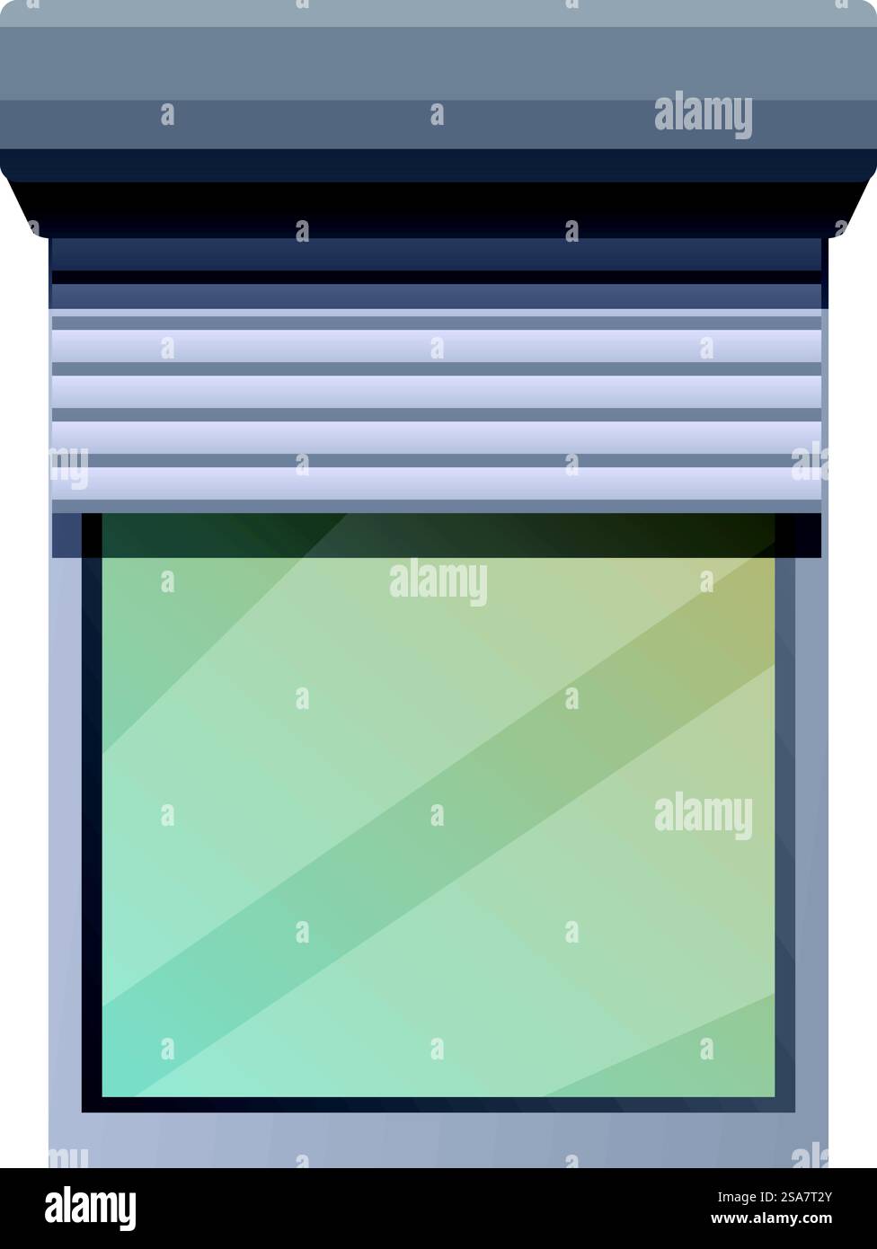 Modern window is being covered by a security shutter. Modern window ...