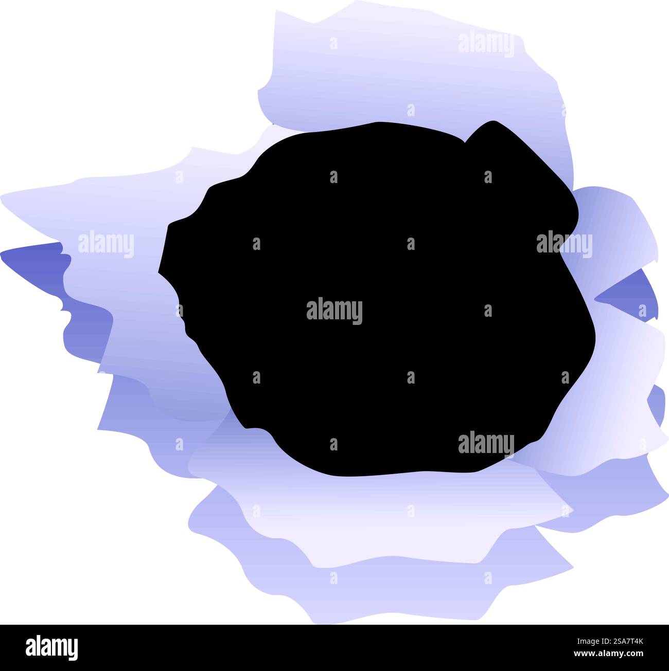 Bullet hole creating torn edges in a piece of paper. Bullet hole making ...