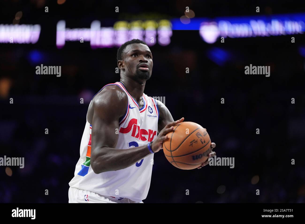Philadelphia 76ers' Adem Bona plays during an NBA basketball game ...
