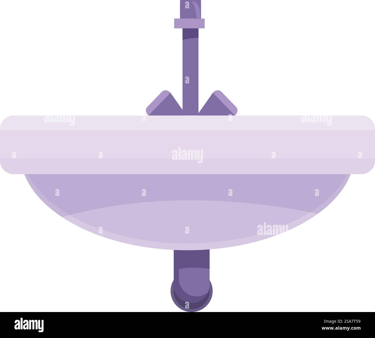 Simple illustration of a modern bathroom sink, featuring a faucet and ...