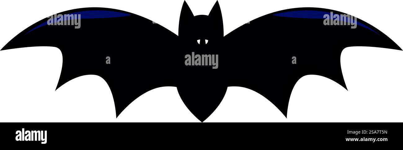 Cartoon bat is spreading its wings, ready to fly through the night sky. Cute bat spreading its ...