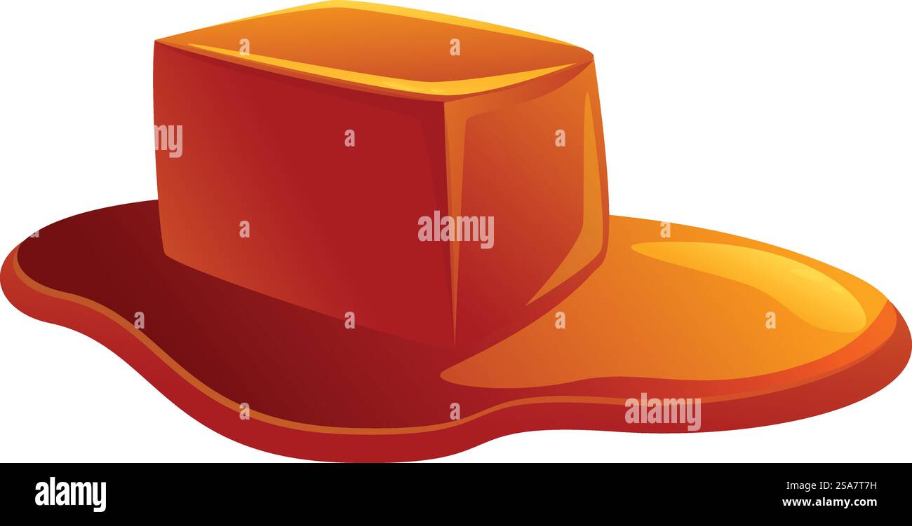 Caramel candy cube melting on a white background. Caramel cube melting ...