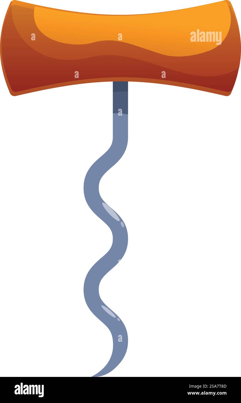 Classic corkscrew with a wooden handle is standing upright, ready to ...