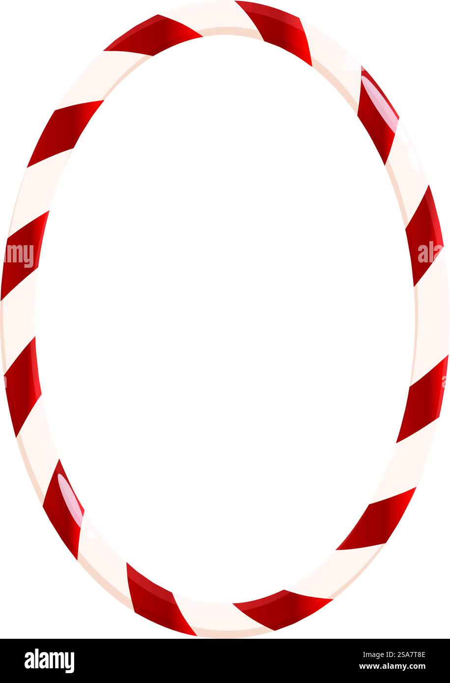 Christmas candy cane forming a circle with copy space on white ...