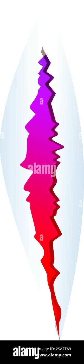 Gradient background is revealed by a hole in ripped white paper. White ...