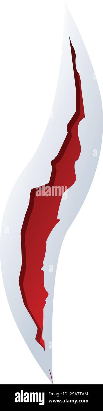 Paper tear is revealing a bright red background, symbolizing a wound ...