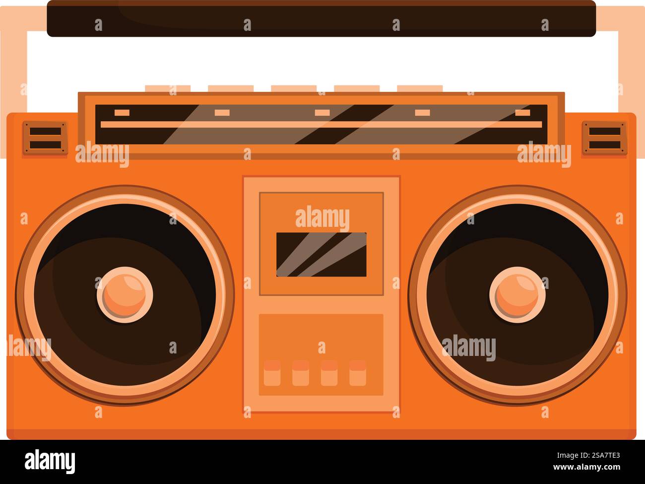Orange boombox is playing music, bringing back the nostalgic feel of ...