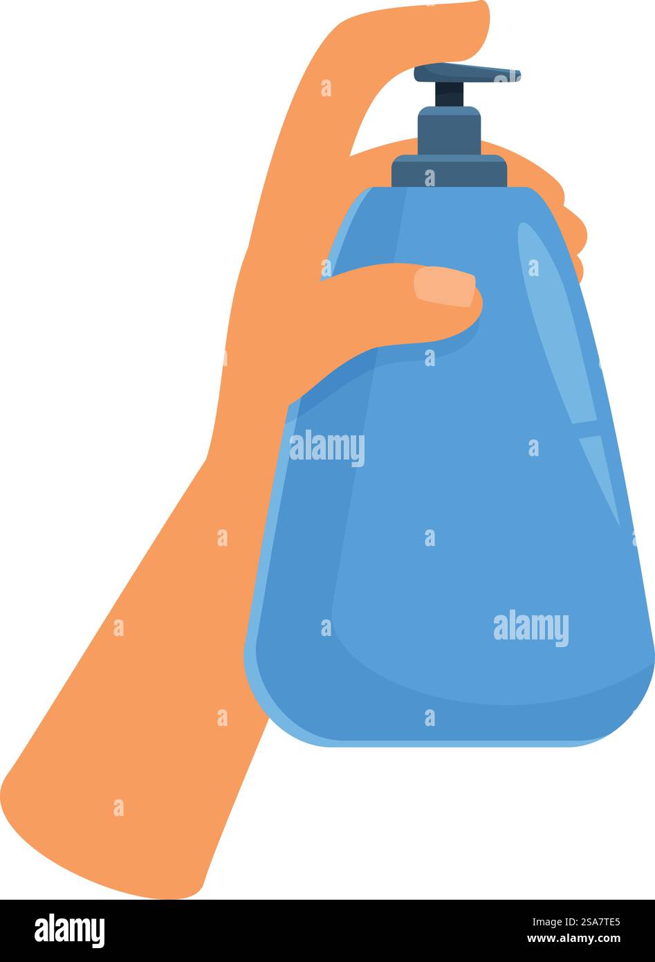 Hand is using a soap dispenser to help with hygiene. Hand holding soap ...