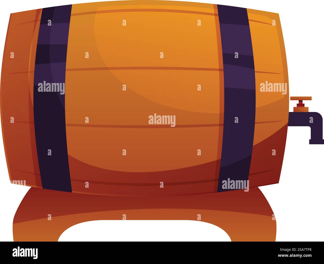Wooden barrel with tap for storing alcoholic beverages like wine and ...