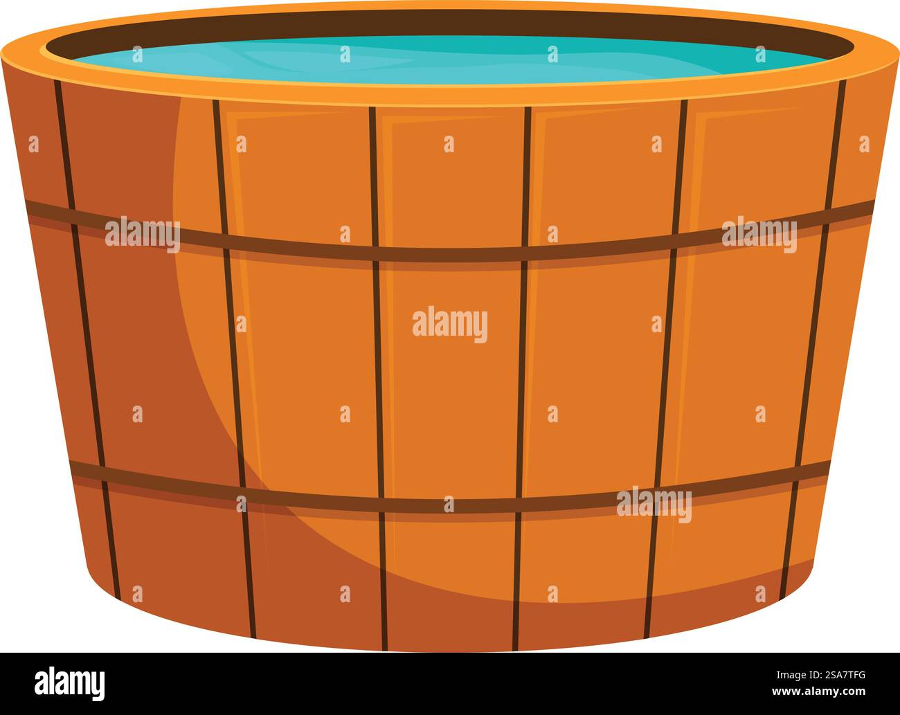 Classic wooden bucket is overflowing with fresh, clean water, ready to ...