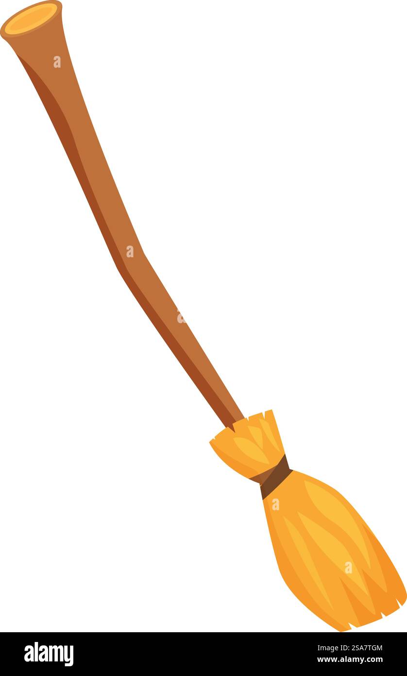 Classic witch broom flying on white background, halloween decoration ...
