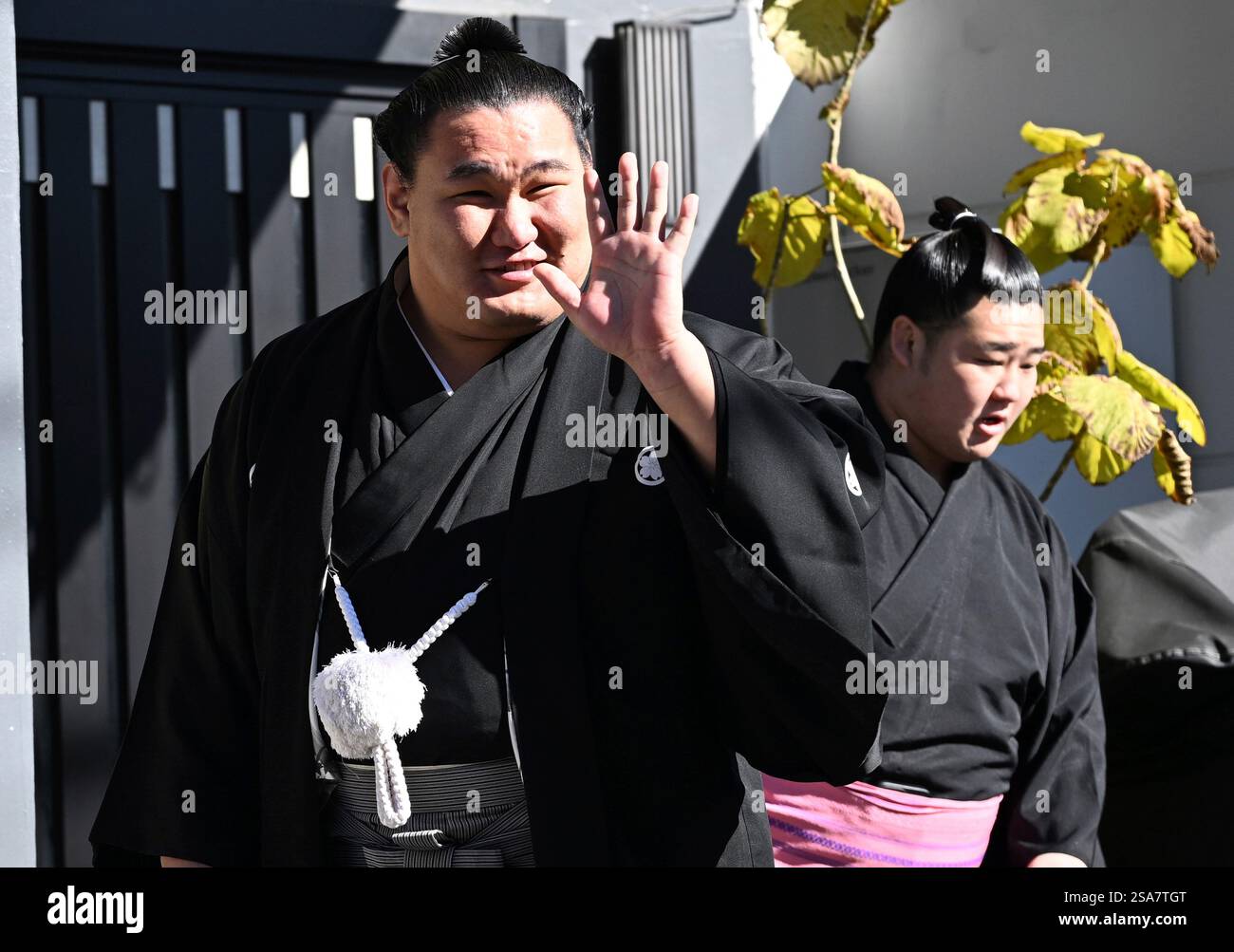 Mongolian sumo wrestler Hoshoryu reacts after ceremony announcing his ...