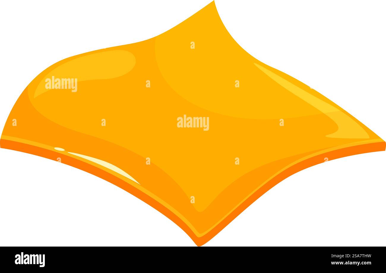 Single slice of processed cheese melting on a white background. Wavy ...