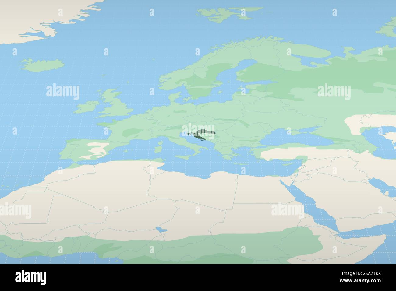 Croatia highlighted on a detailed map, geographic location of Croatia ...