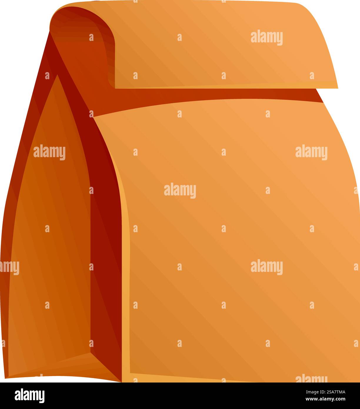 Simple brown paper bag is standing up with the top folded over. Brown ...