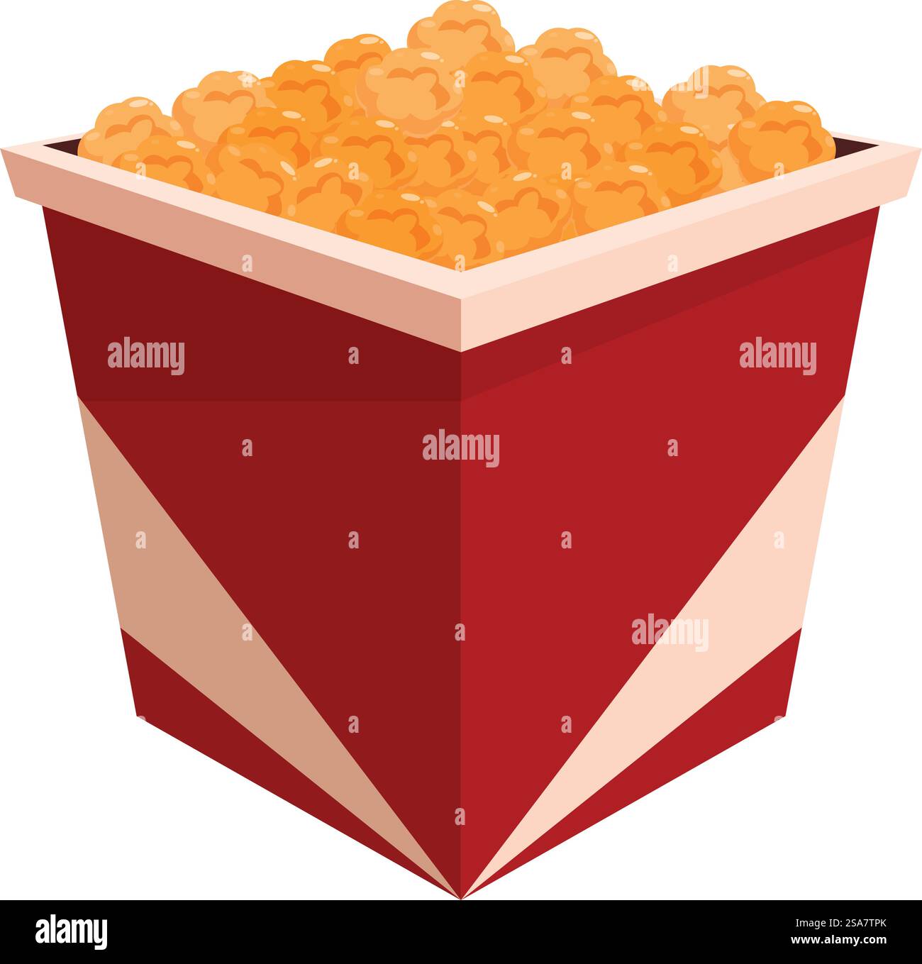 Red and white cardboard box overflowing with a mound of freshly made ...