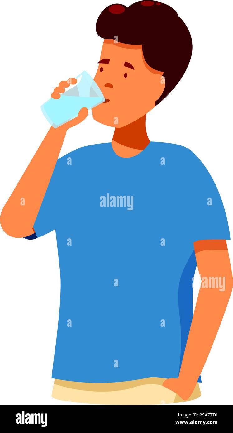 Young man is enjoying a refreshing glass of water, promoting the ...