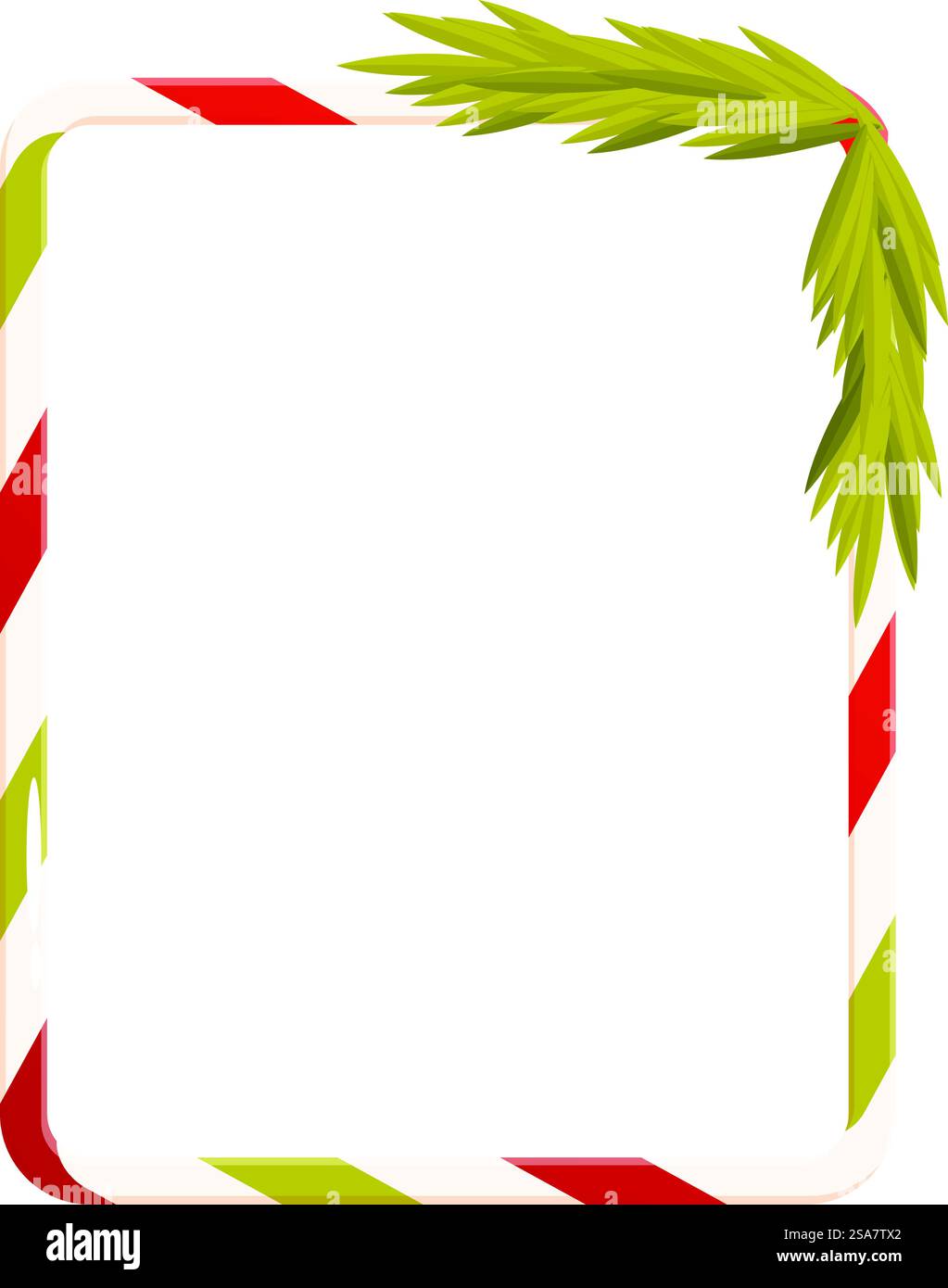 Festive christmas candy cane border with a pine branch, perfect for ...
