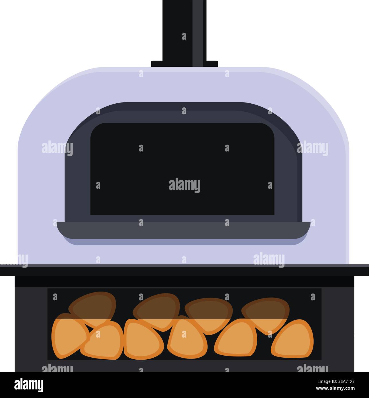 Traditional brick pizza oven burning wood for cooking delicious meals. Traditional brick pizza ...