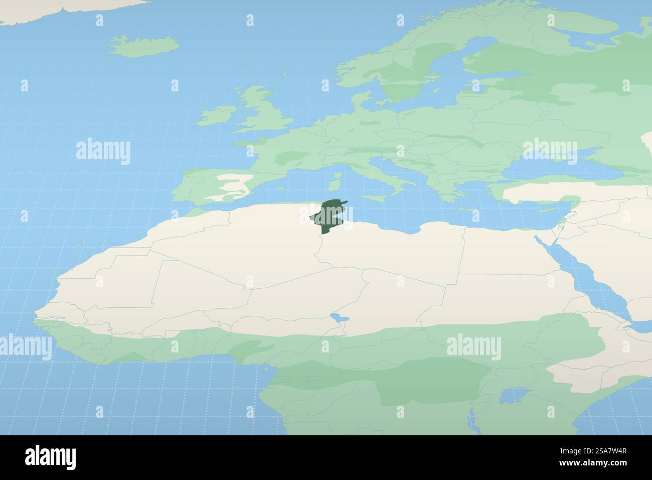 Tunisia highlighted on a detailed map, geographic location of Tunisia. Vector Map Stock Vector ...