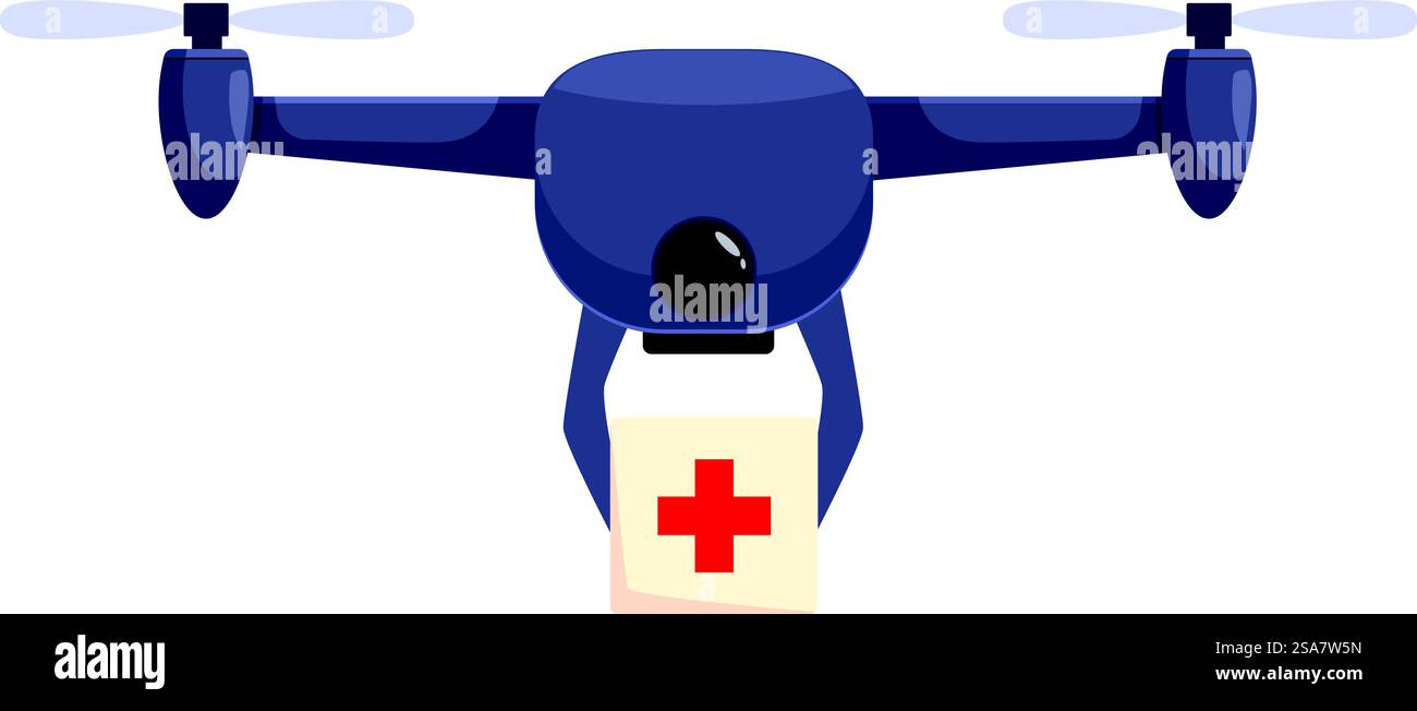 Medical drone delivering first aid kit, modern healthcare technology ...