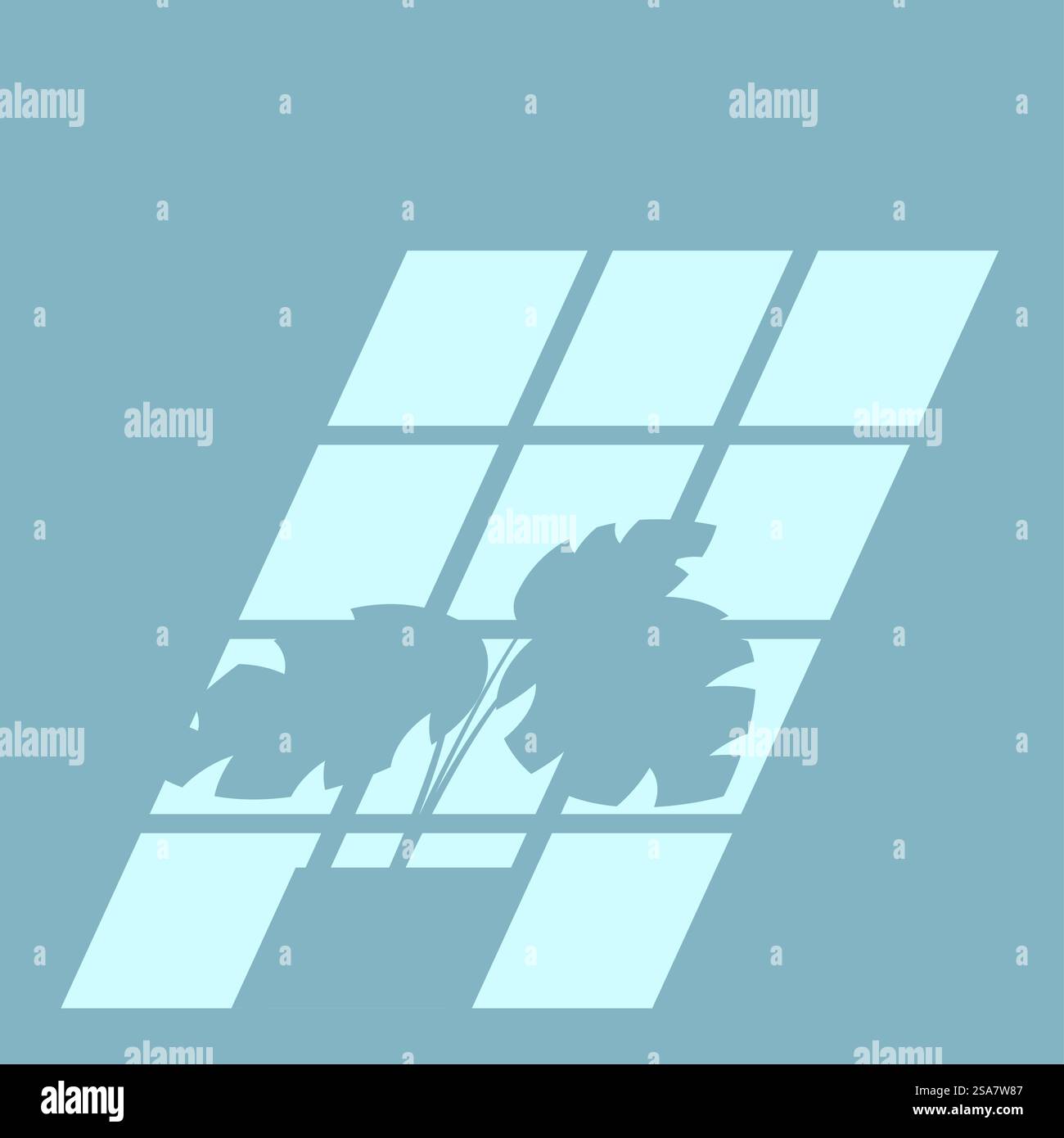 Sunlight is shining through a window, casting a shadow of a plant on ...