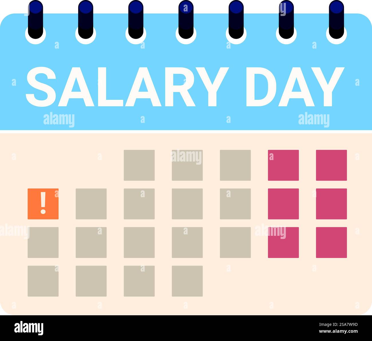 Calendar showing salary day with highlighted date for payroll, wage ...