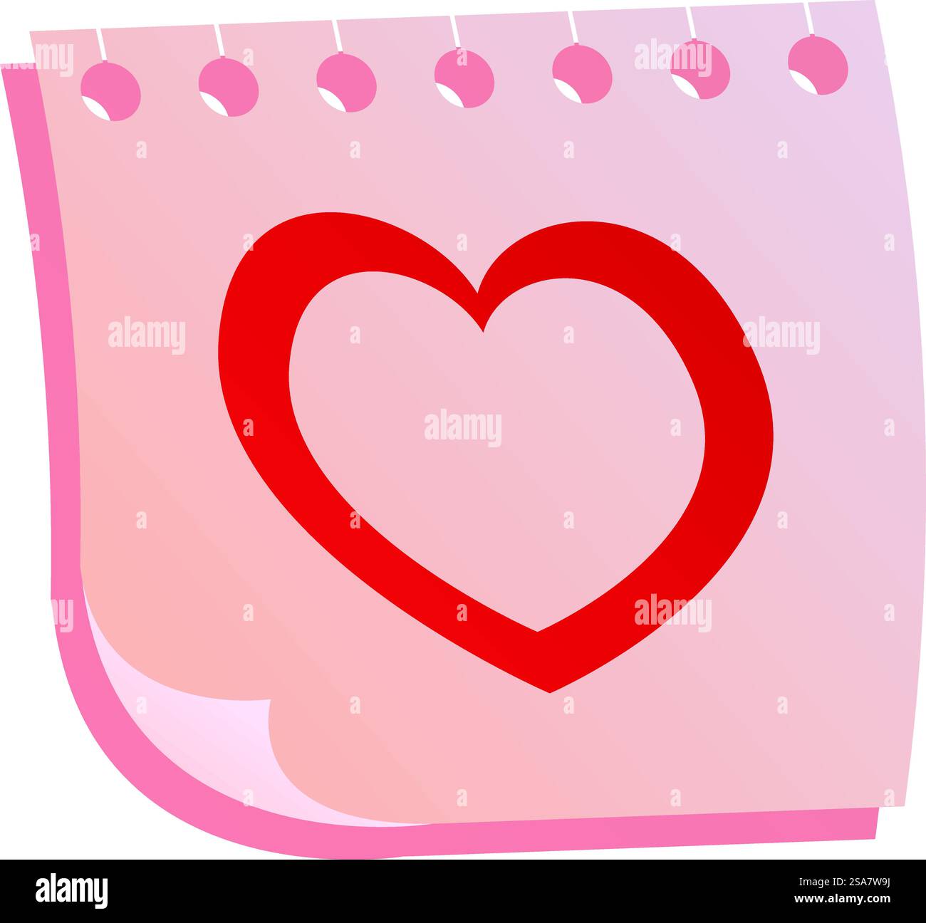 Red doodle heart on a pink sticky note representing love, romance and ...