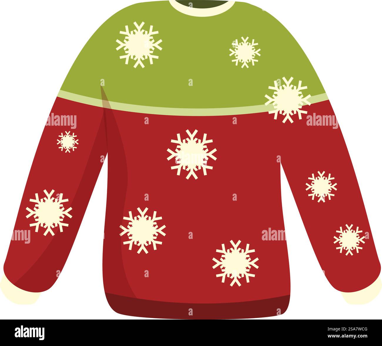 Red and green christmas jumper featuring a snowflake pattern. Red and ...