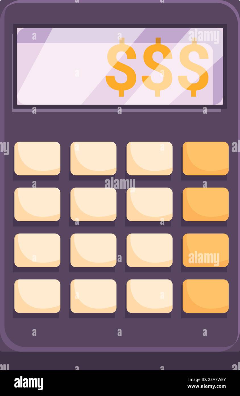 Electronic calculator displaying dollar signs is showing financial ...