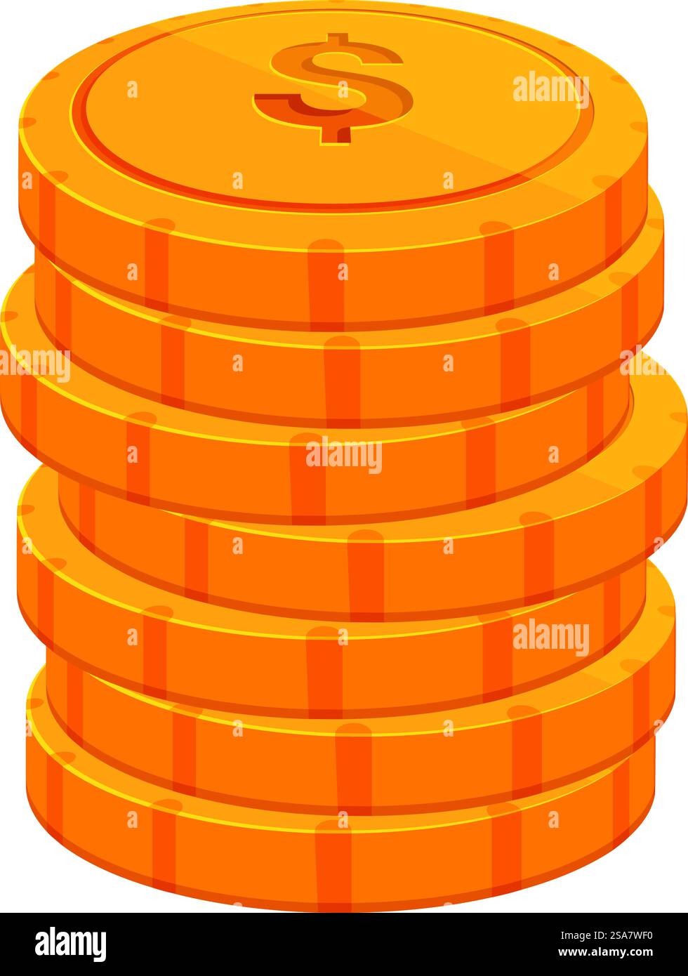 Stack of gold coins is increasing in height, giving the impression of growing wealth. Stack of ...