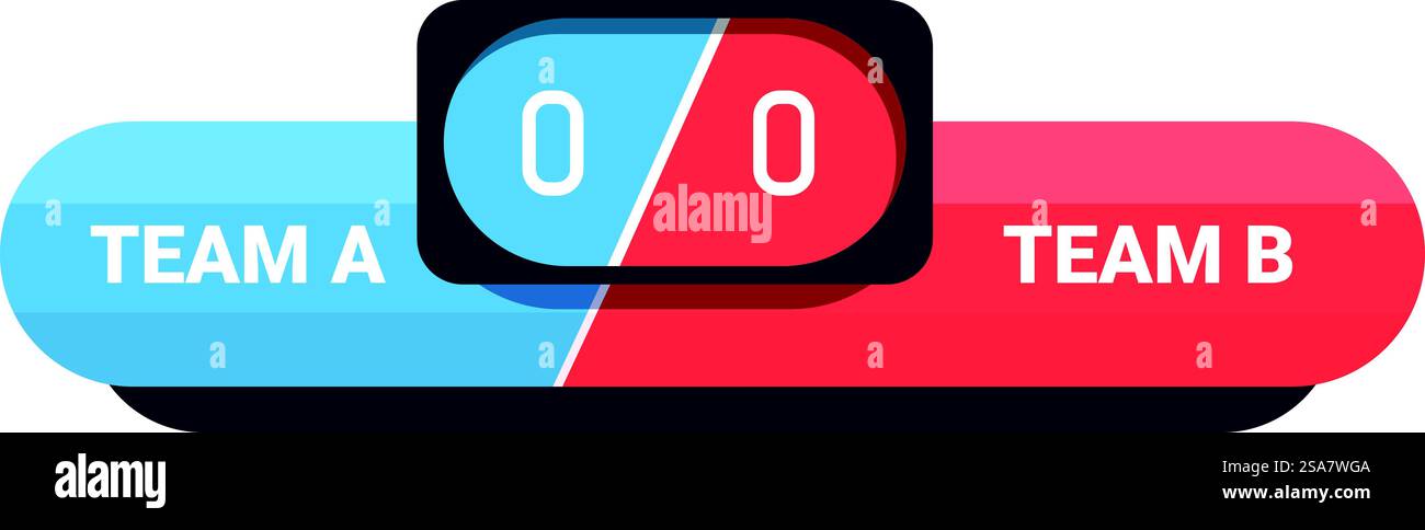 Scoreboard with zero zero score showing a tie between team a and team b ...