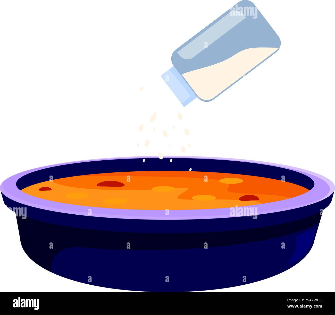 Adding salt from shaker to bowl with water for cooking, seasoning ...