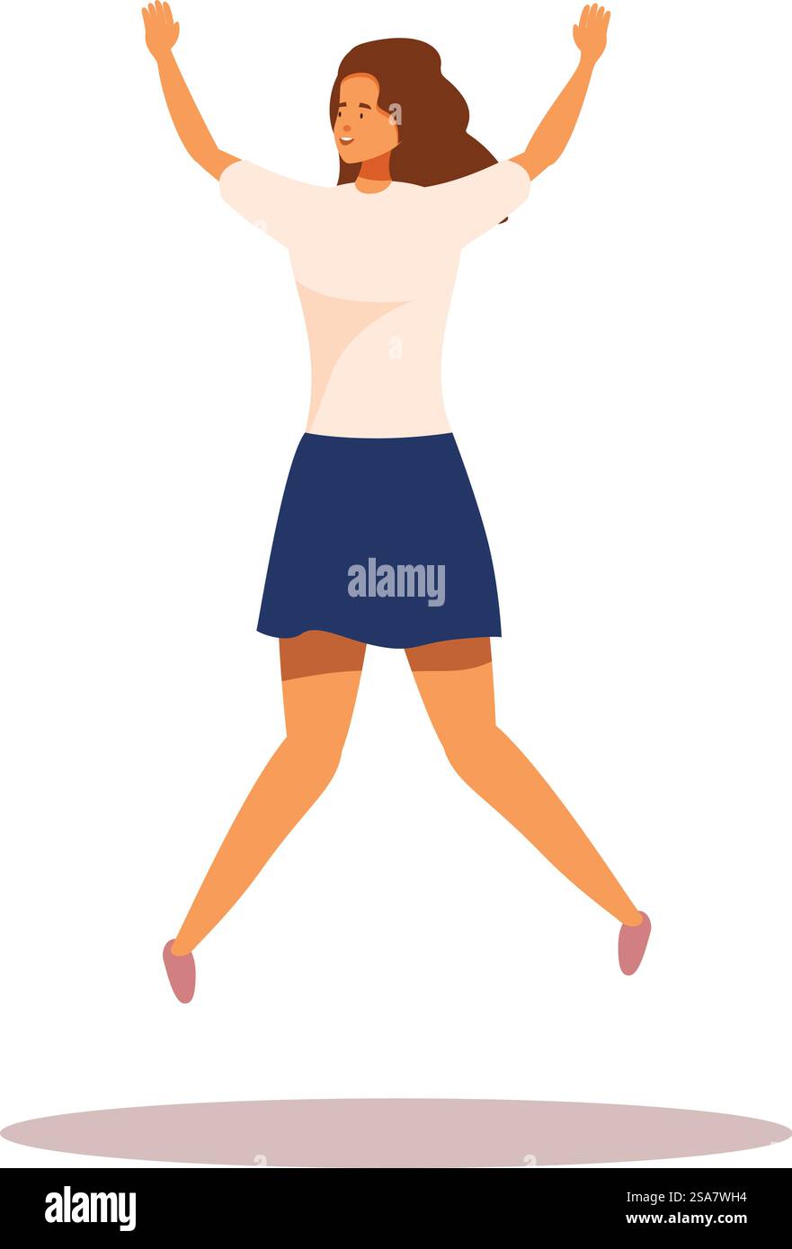 Young woman is joyfully jumping to celebrate a victory. Young woman ...
