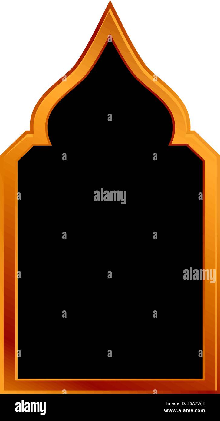 Elegant golden frame with traditional arabic design and a rich brown ...