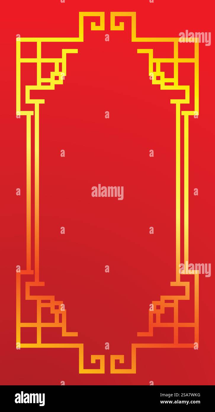 Red banner with gold frame featuring traditional chinese pattern ...