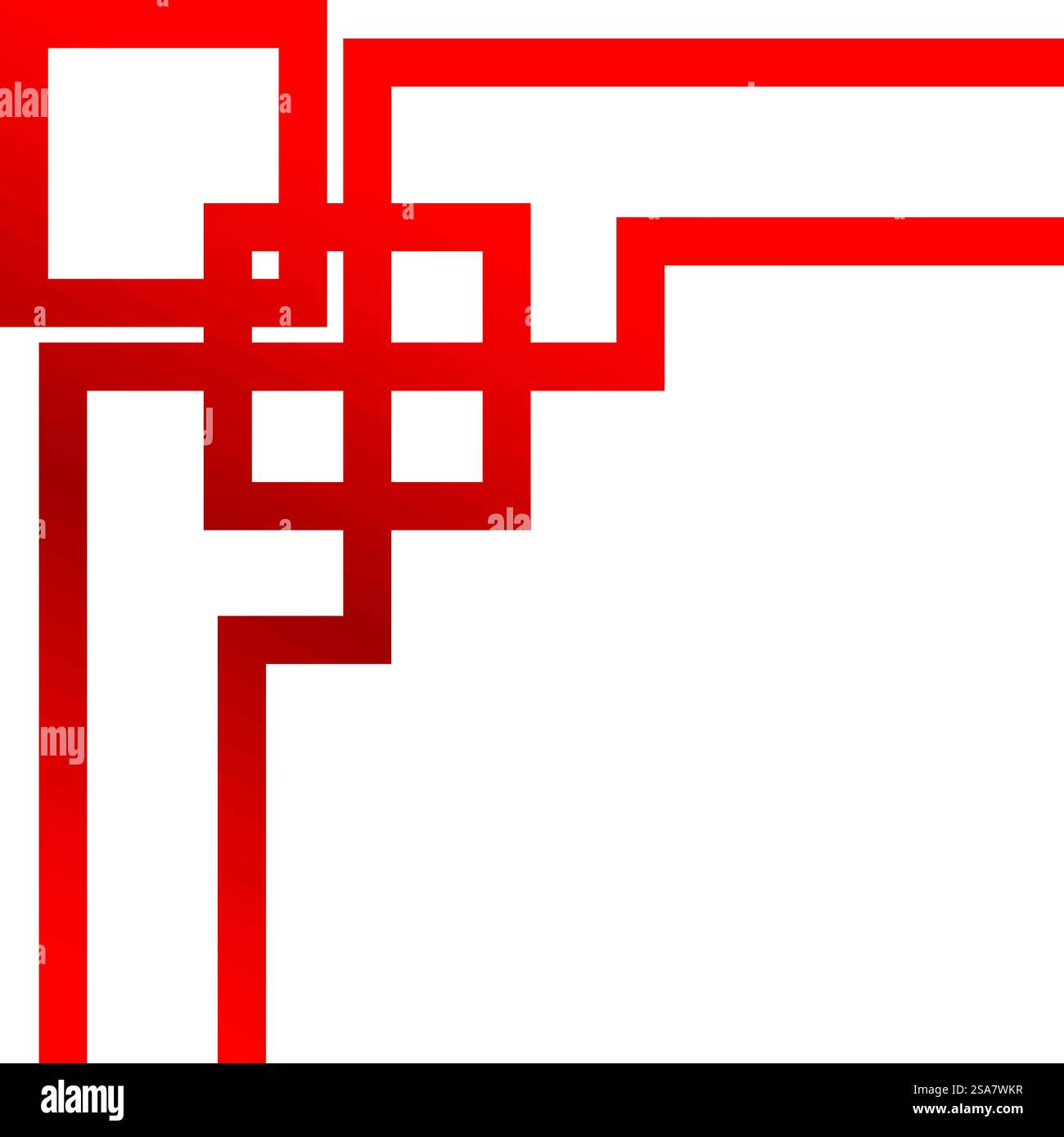 Red gradient geometric corner border in a chinese style. Red chinese ...