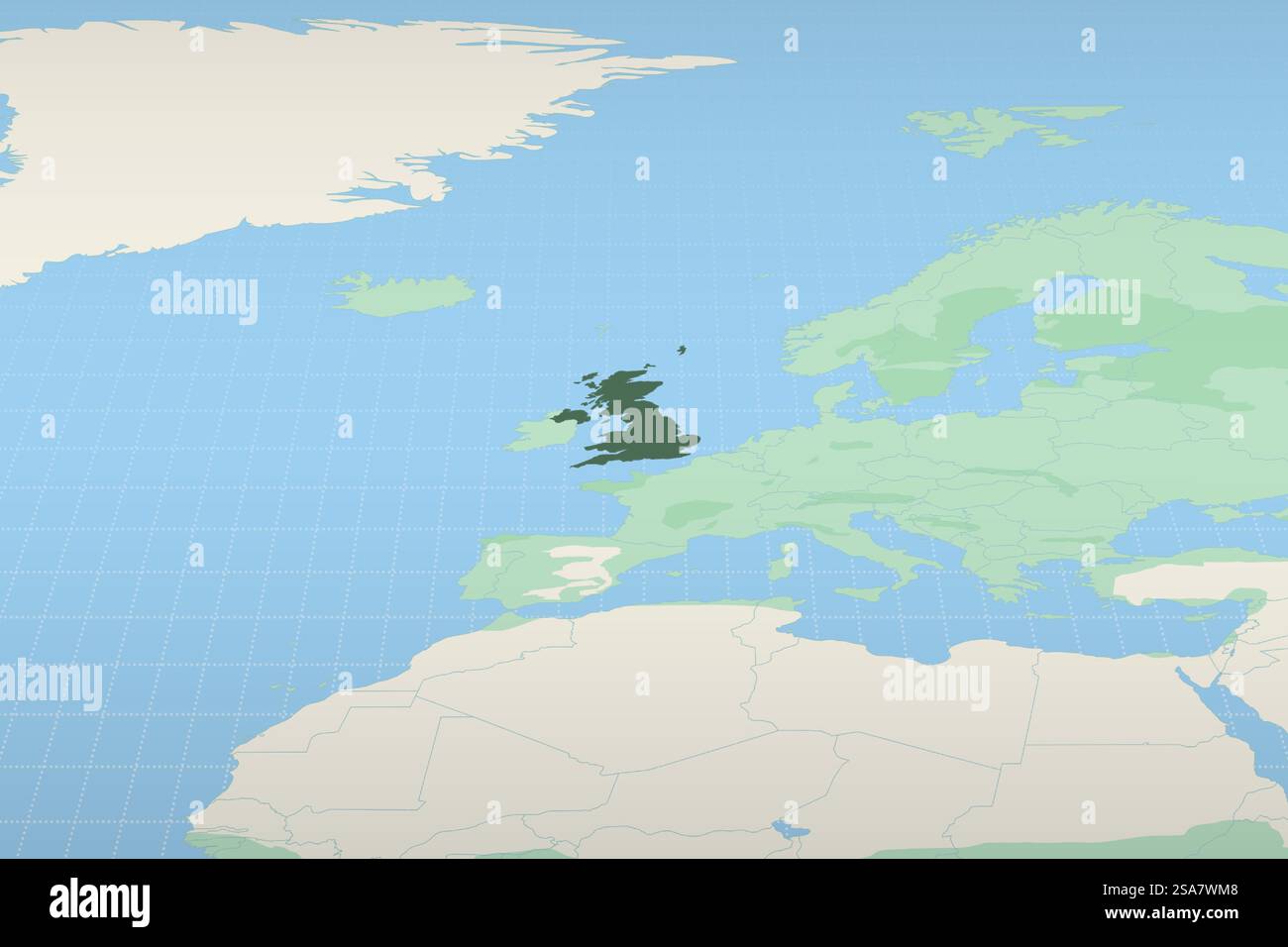 United Kingdom highlighted on a detailed map, geographic location of ...