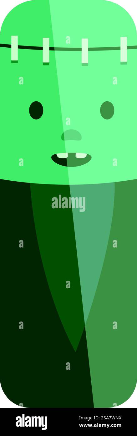 Cute cartoon frankenstein’s monster character with stitches smiling and ...