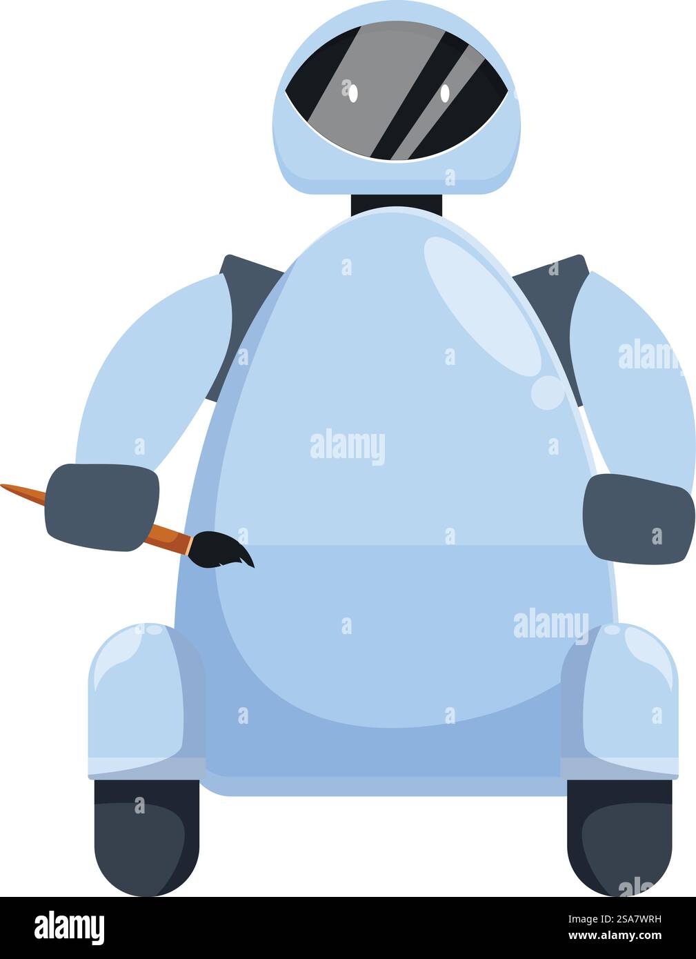 Blue and gray robot holding a paintbrush, ready for creative tasks ...