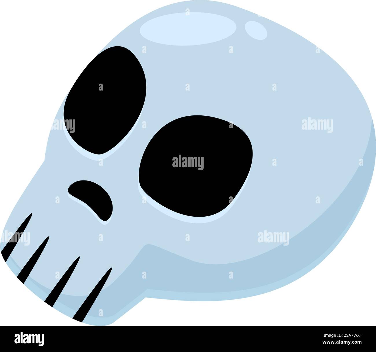 Cartoon human skull with empty sockets lying on its side staring Stock ...